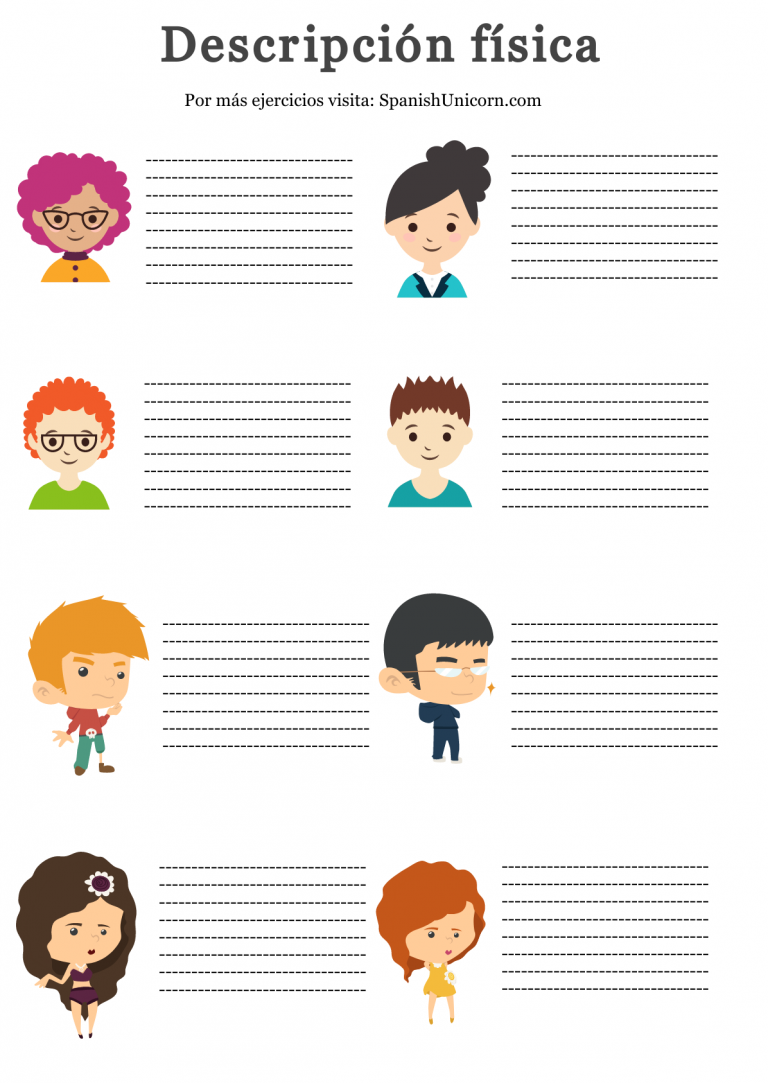 La descripción física en español con ejercicios