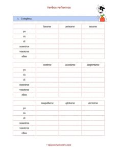 Verbos reflexivos regulares - EJERCICIOS