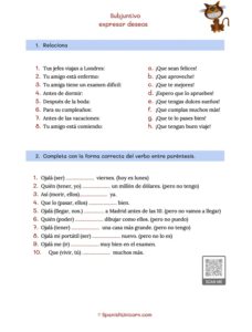 Ejercicios de SUBJUNTIVO - expresar deseo