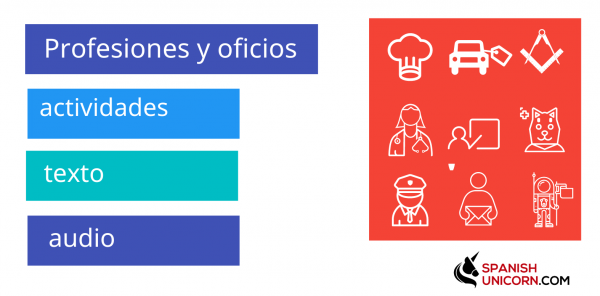 Profesiones en español - vocabulario, actividades, audio