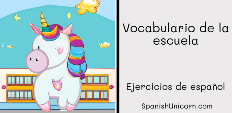 Vocabulario español de la escuela con actividades