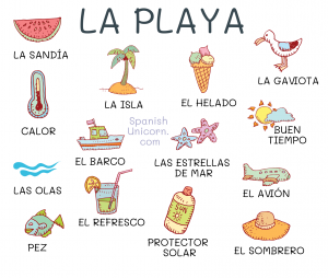 La playa - vocabulario y diálogo con actividades
