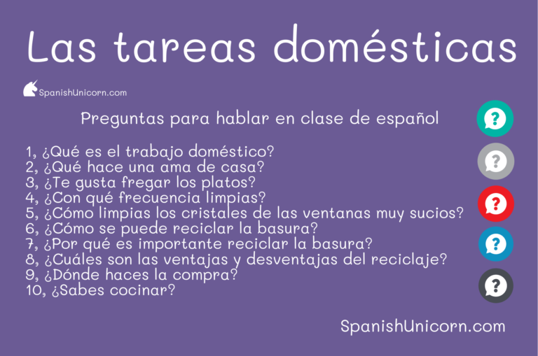 Las tareas domésticas -189. - Spanish Unicorn