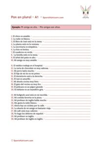 El plural (A1) EJERCICIOS - Spanish Unicorn