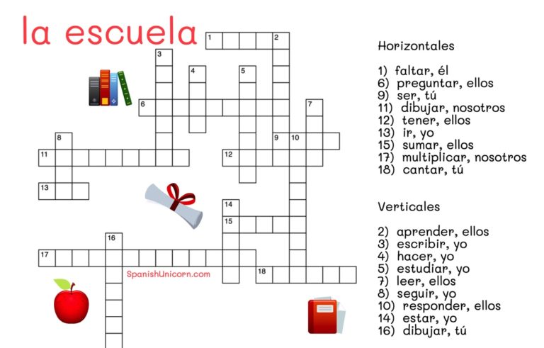 La escuela - vocabulario -229. - Spanish Unicorn