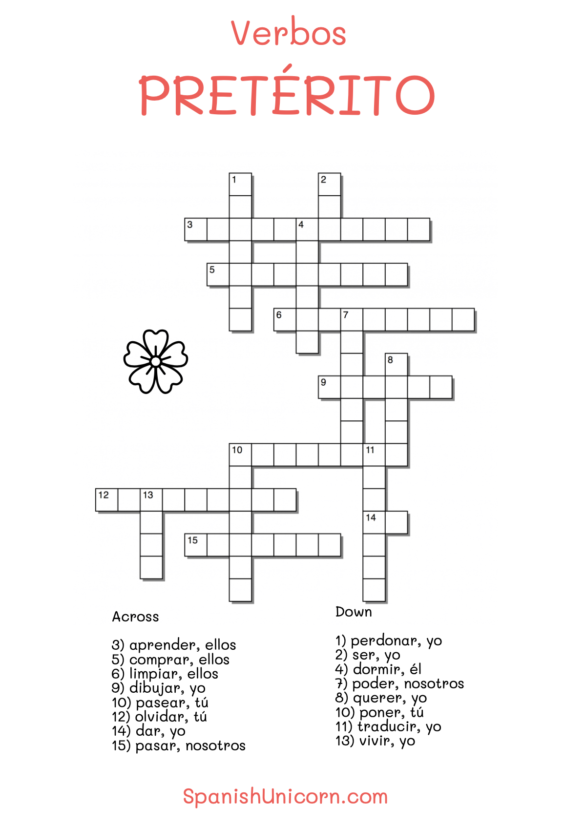 Crucigramas en español para imprimir: verbos -312.