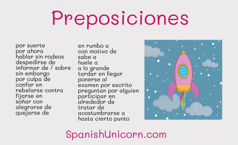 Práctica de preposiciones 3. -217. - Spanish Unicorn